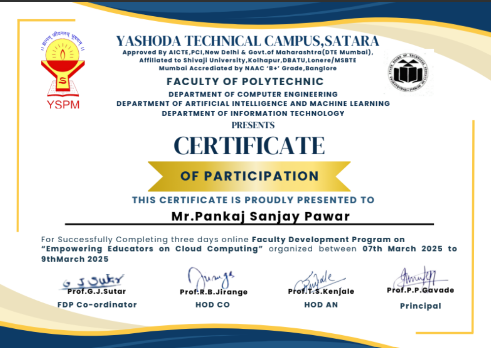 Yashoda Technical Campus, Satara - Faculty of Engineering